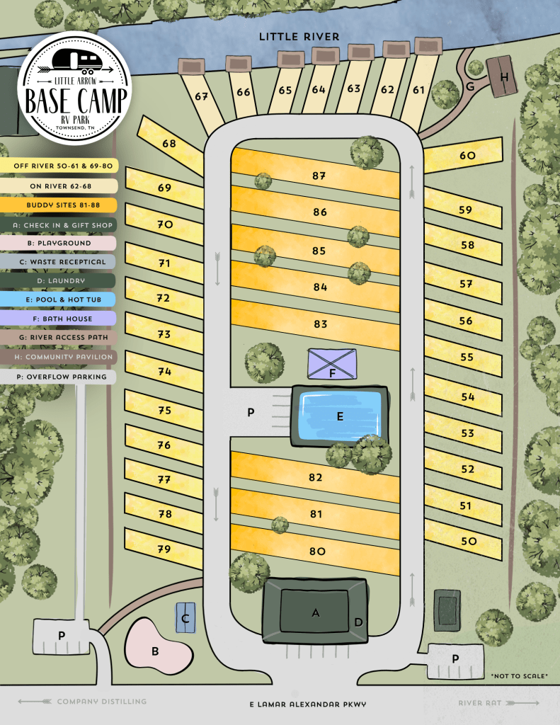 Little Arrow Base Camp Campground Map and Guide - Base Camp RV Park